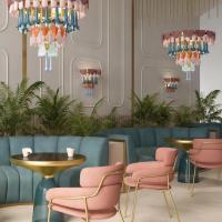 China JYLIGHTING Luxury Tiered Multi‑Colored Ceramic Chandelier, Art‑Style Round Hanging Ceiling Lamp for Hospitality and Residential Interior Projects for sale