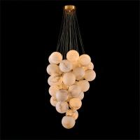 China JYLIGHTING Luxury Grape‑Shaped Alabaster Sphere Chandelier, Brass Hanging Ceiling Lamp for Duplex Staircase and Hospitality Interior Projects for sale
