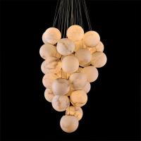 China JYLIGHTING Luxury Grape‑Shaped Alabaster Sphere Chandelier, Brass Hanging Ceiling Lamp for Duplex Staircase and Hospitality Interior Projects for sale