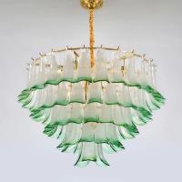 China JYLIGHTING Luxury Cascading Pink Glass Pendant Chandelier, Stainless‑Steel Framed Decorative Hanging Light for Reception Room and Upscale Residential Projects for sale