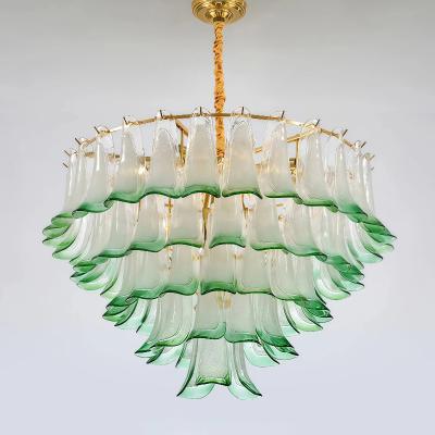 China JYLIGHTING Luxury Cascading Pink Glass Pendant Chandelier, Stainless‑Steel Framed Decorative Hanging Light for Reception Room and Upscale Residential Projects for sale
