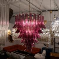 China JYLIGHTING Luxury Cascading Pink Glass Pendant Chandelier, Stainless‑Steel Framed Decorative Hanging Light for Reception Room and Upscale Residential Projects for sale