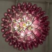 China JYLIGHTING Luxury Cascading Pink Glass Pendant Chandelier, Stainless‑Steel Framed Decorative Hanging Light for Reception Room and Upscale Residential Projects for sale