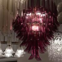 China JYLIGHTING Luxury Cascading Pink Glass Pendant Chandelier, Stainless‑Steel Framed Decorative Hanging Light for Reception Room and Upscale Residential Projects for sale