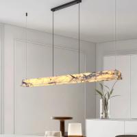 China JYLIGHTING Modern Linear Natural Marble Stone Suspension Lamp, Translucent Stone Pendant Light for Dining Room, Villa and Upscale Commercial Interior Projects for sale