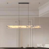 China JYLIGHTING Modern Linear Natural Marble Stone Suspension Lamp, Translucent Stone Pendant Light for Dining Room, Villa and Upscale Commercial Interior Projects for sale