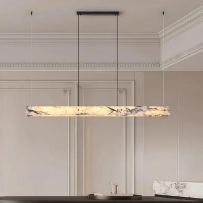 China JYLIGHTING Modern Linear Natural Marble Stone Suspension Lamp, Translucent Stone Pendant Light for Dining Room, Villa and Upscale Commercial Interior Projects for sale