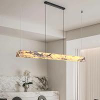China JYLIGHTING Modern Linear Natural Marble Stone Suspension Lamp, Translucent Stone Pendant Light for Dining Room, Villa and Upscale Commercial Interior Projects for sale
