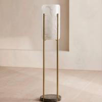 China JYLIGHTING Modern Decorative Floor Lamp with Natural Marble Base, Stainless Steel Frame & Cloud Smoke Glass Shade for Residential & Commercial Interior Decoration for sale