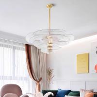China JYLIGHTING Modern Petal‑Shape Glass Chandelier, Gold Iron Frame Layered Suspension Lighting for Residential and Commercial Decoration for sale