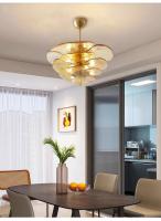 China JYLIGHTING Modern Petal‑Shape Glass Chandelier, Gold Iron Frame Layered Suspension Lighting for Residential and Commercial Decoration for sale