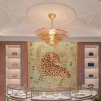 China JYLIGHTING Modern Petal‑Shape Glass Chandelier, Gold Iron Frame Layered Suspension Lighting for Residential and Commercial Decoration for sale
