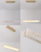 China JYLIGHTING Modern Linear Alabaster Pendant Chandelier with Gold Fittings, Natural Stone Suspension Light for Villa Dining Room and High‑End Hospitality Interior Decoration for sale