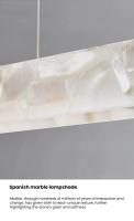 China JYLIGHTING Modern Linear Alabaster Pendant Chandelier with Gold Fittings, Natural Stone Suspension Light for Villa Dining Room and High‑End Hospitality Interior Decoration for sale