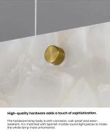 China JYLIGHTING Modern Linear Alabaster Pendant Chandelier with Gold Fittings, Natural Stone Suspension Light for Villa Dining Room and High‑End Hospitality Interior Decoration for sale