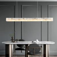 China JYLIGHTING Modern Linear Alabaster Pendant Chandelier with Gold Fittings, Natural Stone Suspension Light for Villa Dining Room and High‑End Hospitality Interior Decoration for sale