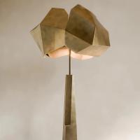 China JYLIGHTING Sculptural Faceted Iron Floor Standing Lamp, Antique Brass Finished Art Floor Light for Luxury Residential and Hospitality Interior Decoration for sale