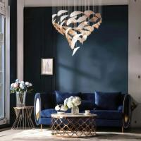 China JYLIGHTING Art Flying‑Feather Glass Custom Chandelier, Multi‑Layer Vertical Suspension Lighting for Duplex Hall, Villa Atrium and Luxury Project Decoration for sale