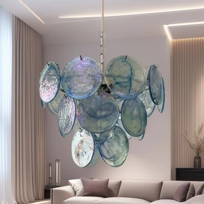 China JYLIGHTING Artistic Disc‑Form Hand‑Blown Glass Chandelier, Cluster‑Style Suspension Lighting for High‑end Residential and Commercial Interior Decoration for sale