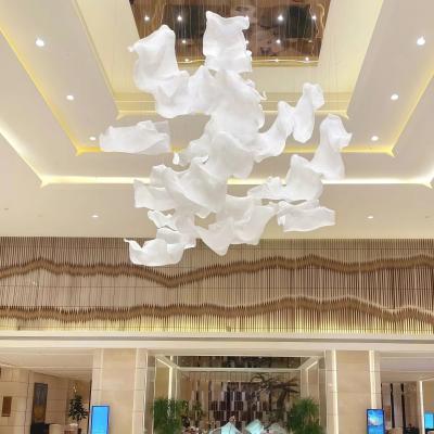 China JYLIGHTING Abstract Ruffled Glass Art Chandelier, Steel‑Framed Cloud‑Style Suspension Light for High‑end Hotel Lobby and Reception Interior Decoration for sale