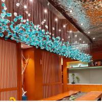 China JYLIGHTING Custom Gradient‑Color Crystal Cascade Chandelier, Wrought Iron Frame Large Art Suspension Light, High‑Ceiling Hanging Lamp for Hotel Lobby & Commercial Engineering Projects for sale