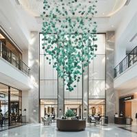 China JYLIGHTING Custom Gradient‑Color Crystal Cascade Chandelier, Wrought Iron Frame Large Art Suspension Light, High‑Ceiling Hanging Lamp for Hotel Lobby & Commercial Engineering Projects for sale