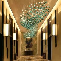 China JYLIGHTING Custom Gradient‑Color Crystal Cascade Chandelier, Wrought Iron Frame Large Art Suspension Light, High‑Ceiling Hanging Lamp for Hotel Lobby & Commercial Engineering Projects for sale