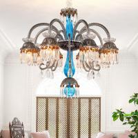 China Hotel Lobby Stair Luxury Crystal Chandelier Crystal Beads Hotel Hall Lamps Decoration Pendant Light for sale