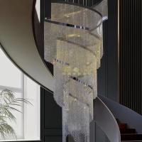 China JYLIGHTING Spiral Waterfall Crystal Chandelier with Stainless Steel Frame, Custom Height Adjustable Ceiling Light for Grand Lobby & Stairwell for sale