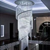 China JYLIGHTING Spiral Waterfall Crystal Chandelier with Stainless Steel Frame, Custom Height Adjustable Ceiling Light for Grand Lobby & Stairwell for sale