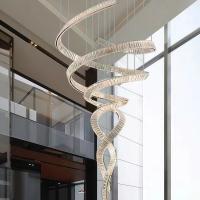 China JYLIGHTING Spiral Ribbon Crystal Pendant Light with Gold Hardware Frame, Custom Height Adjustable Art Chandelier for High Ceiling Commercial Projects for sale