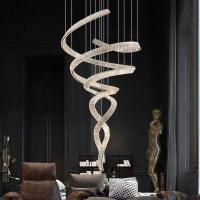 China JYLIGHTING Spiral Ribbon Crystal Pendant Light with Gold Hardware Frame, Custom Height Adjustable Art Chandelier for High Ceiling Commercial Projects for sale