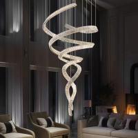 China JYLIGHTING Spiral Ribbon Crystal Pendant Light with Gold Hardware Frame, Custom Height Adjustable Art Chandelier for High Ceiling Commercial Projects for sale