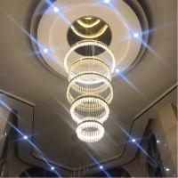 China JYLIGHTING Multi-Tier Circular Crystal Pendant Light with Stainless Steel Frame, Height Adjustable Ring Chandelier for High Ceiling Commercial Projects for sale