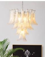 China JYLIGHTING Art Petal Glass Pendant Light with Iron Frame, Custom Multi-layer Hanging Chandelier for Commercial & Residential Interior Decoration for sale