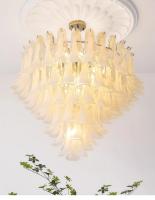 China JYLIGHTING Art Petal Glass Pendant Light with Iron Frame, Custom Multi-layer Hanging Chandelier for Commercial & Residential Interior Decoration for sale
