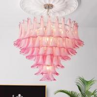 China JYLIGHTING Art Petal Glass Pendant Light with Iron Frame, Custom Multi-layer Hanging Chandelier for Commercial & Residential Interior Decoration for sale