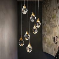 China JYLIGHTING Custom Multi-head Spiral Crystal Staircase Chandelier, Brass Frame Long Drop Pendant Light, Modern Luxury Ceiling Lamp for High Ceiling Villa Stairwell & Hotel Atrium Engineering Lighting for sale