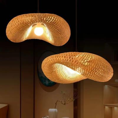 China JYLIGHTING Custom Hand-woven Rattan Mobius Ring Pendant Light, Natural Wicker Art Suspension Lamp, Wabi-sabi Ceiling Light for Restaurant, Cafe & Villa Interior Decoration Lighting for sale