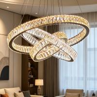 China JYLIGHTING Multi-ring Spiral Crystal Chandelier, Stainless Steel Frame Long Drop Suspension Light, Modern Luxury Ceiling Lamp for High Ceiling Villa Stairwell & Hotel Atrium Engineering Lighting for sale