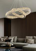 China JYLIGHTING Multi-ring Spiral Crystal Chandelier, Stainless Steel Frame Long Drop Suspension Light, Modern Luxury Ceiling Lamp for High Ceiling Villa Stairwell & Hotel Atrium Engineering Lighting for sale