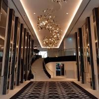 China JYLIGHTING Custom Spiral Stainless Steel Leaf Chandelier, Golden Mirror Metal Suspension Light, Large Art Ceiling Lamp for Hotel Atrium, Lobby & High-Rise Villa Engineering Projects for sale