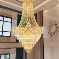 China JYLIGHTING Luxury Tiered Crystal Suspension Chandelier, Golden Tassel Crystal Ceiling Light for Double Height Hall, Grand Stairwell and Commercial Interior Projects for sale