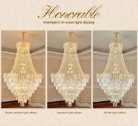 China JYLIGHTING Luxury Tiered Crystal Suspension Chandelier, Golden Tassel Crystal Ceiling Light for Double Height Hall, Grand Stairwell and Commercial Interior Projects for sale