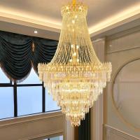 China JYLIGHTING Luxury Tiered Crystal Suspension Chandelier, Golden Tassel Crystal Ceiling Light for Double Height Hall, Grand Stairwell and Commercial Interior Projects for sale