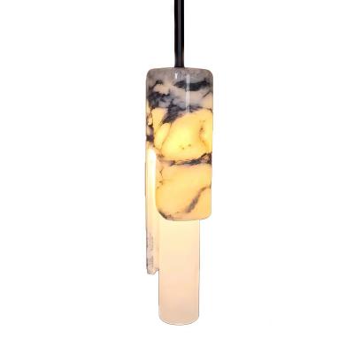 China JYLIGHTING Natural Marble Tube Pendant Lamp, Contemporary Linear Marble Suspension Light, Decorative Single Head Ceiling Light for Bar Counter and Villa Interior for sale
