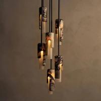 China JYLIGHTING Natural Marble Tube Pendant Lamp, Contemporary Linear Marble Suspension Light, Decorative Single Head Ceiling Light for Bar Counter and Villa Interior for sale