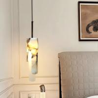 China JYLIGHTING Natural Marble Tube Pendant Lamp, Contemporary Linear Marble Suspension Light, Decorative Single Head Ceiling Light for Bar Counter and Villa Interior for sale