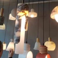China JYLIGHTING Natural Marble Tube Pendant Lamp, Contemporary Linear Marble Suspension Light, Decorative Single Head Ceiling Light for Bar Counter and Villa Interior for sale