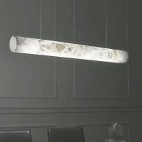 China JYLIGHTING Natural Spanish Alabaster Tube Chandelier with Copper Bracket, Custom Linear Hanging Light, Soft Glow Decorative Lamp for Hotel Lobby & Sales Office Projects for sale